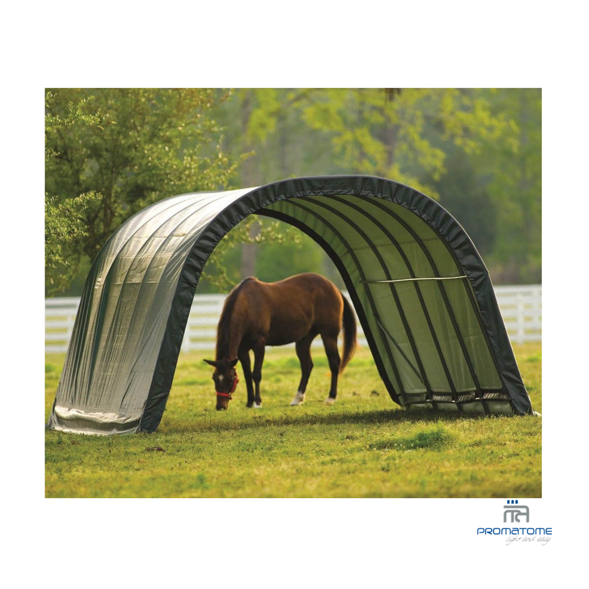 Abri pour animaux 370 x 610 cm - 22,6 m², Bâche verte